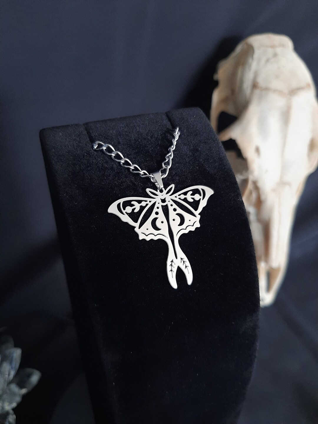 Luna Moth Pendant, Crescent Moon Pendant, Celtic Moon Pendant, Witch ...