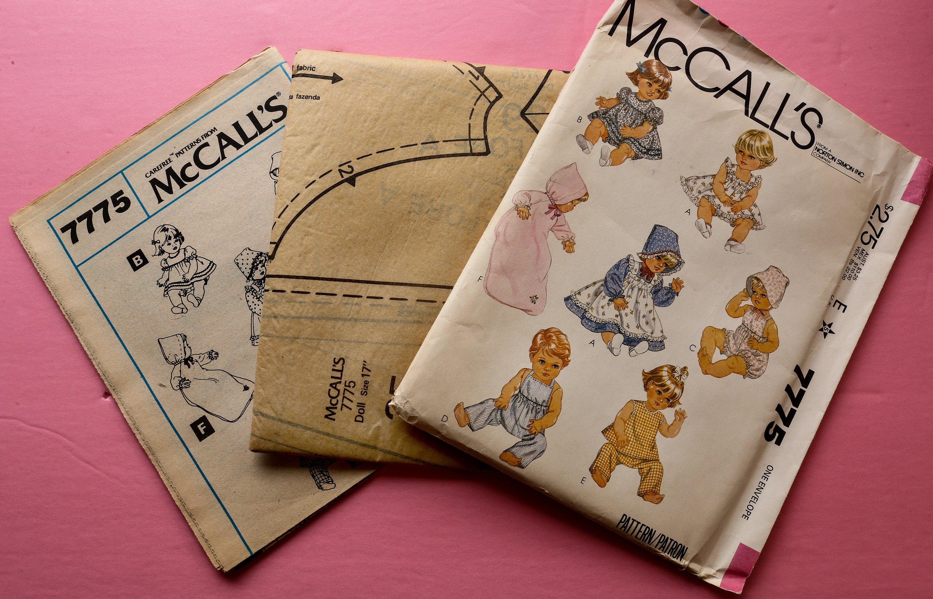 Mccalls 7775 Simplicity 7931 Doll Clothes Pattern LOT Vintage 1968 1981 ...