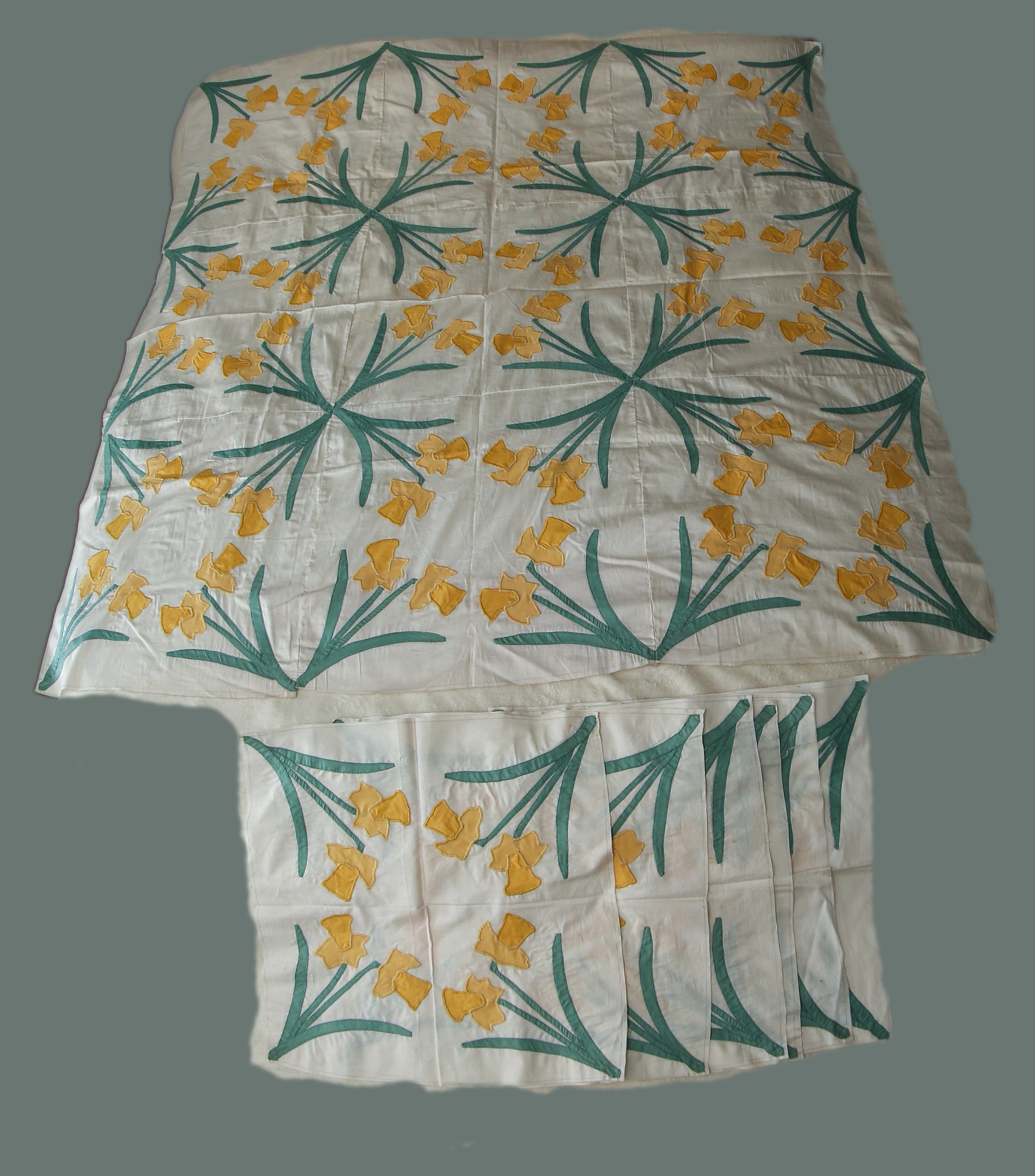 Dancing Daffodils Quilt Top Blocks Unfinished Handmade Vintage Antique ...