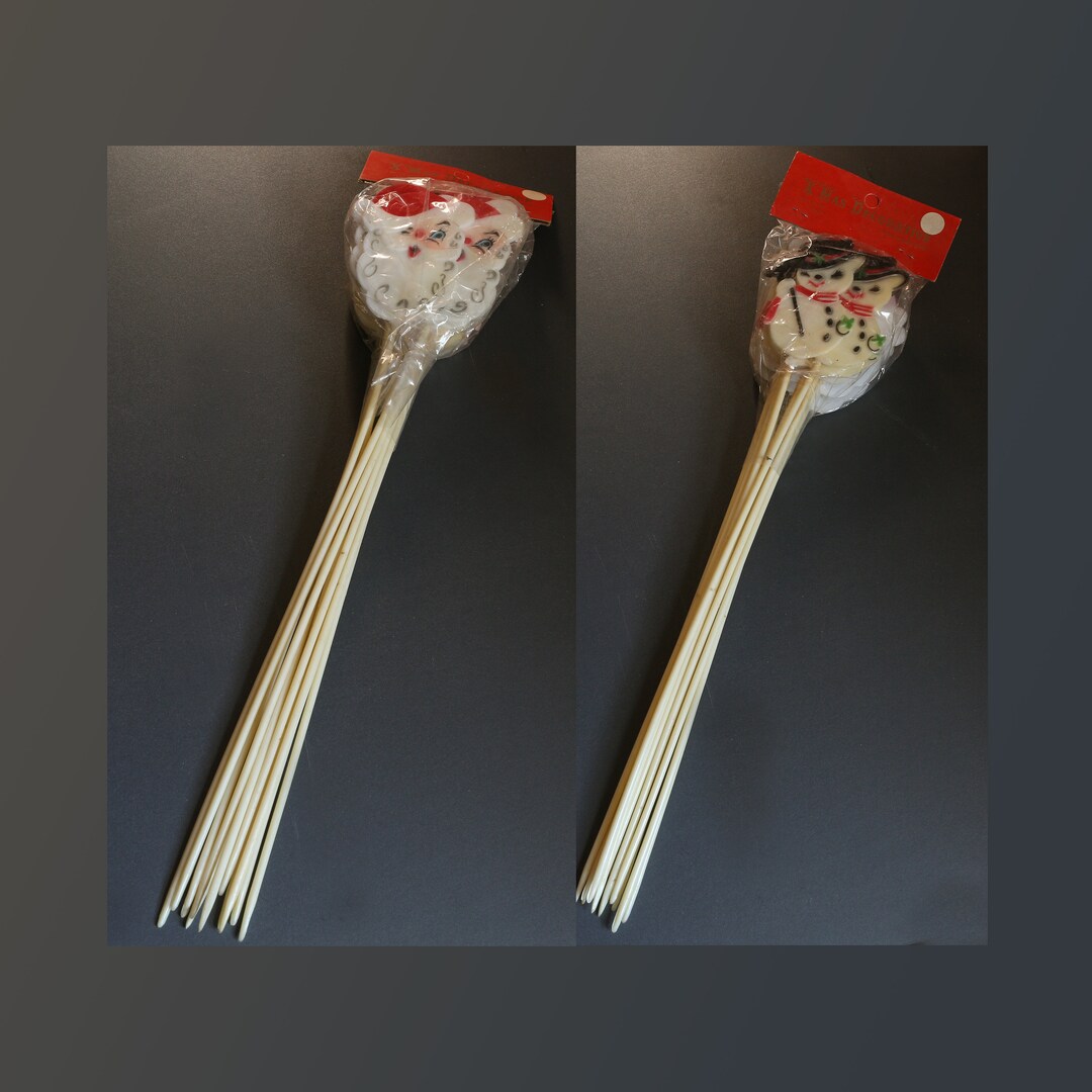 8 Christmas Picks Santa Claus Snowman Plastic 13 Vintage - Etsy