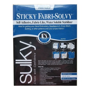 Sulky Stick and Stitch - Sulky Printable Sticky Fabri-solvy Stabilizer ...