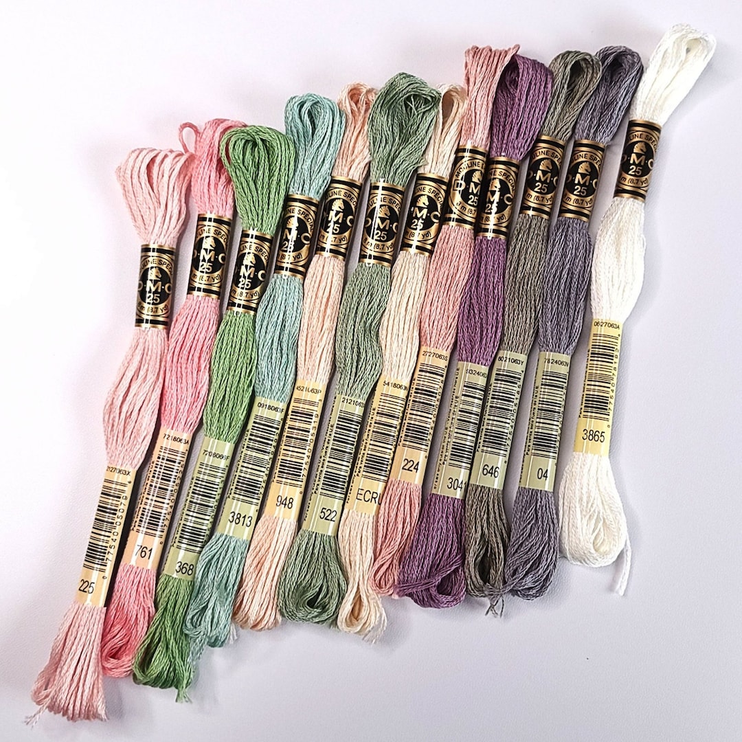 Soft Florals DMC Floss Bundle - Hand Embroidery Floss Set in Soft ...