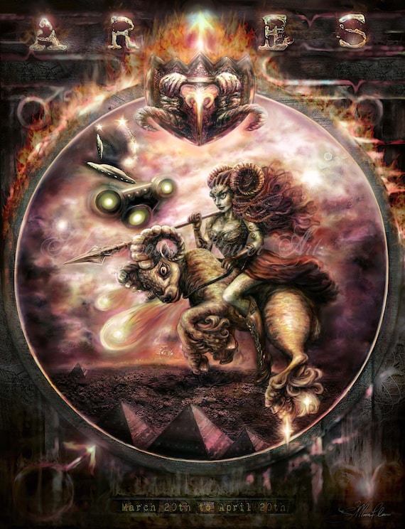 New Goddess Warrior/ Princess Zodiac aries Beautiful A3 Art | Etsy