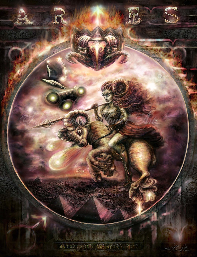 New Goddess Warrior/ Princess Zodiac aries Beautiful A3 Art | Etsy