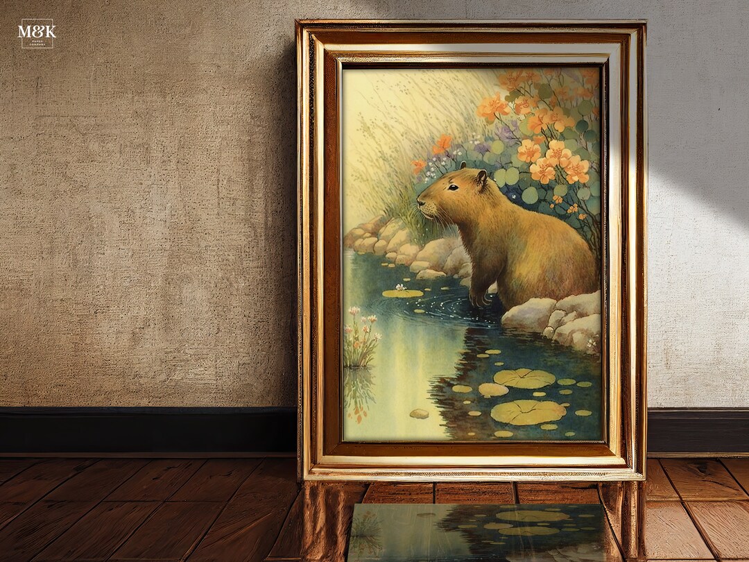 Capybara Art Print / Light Academia Wall Art / Downloadable Art Print ...