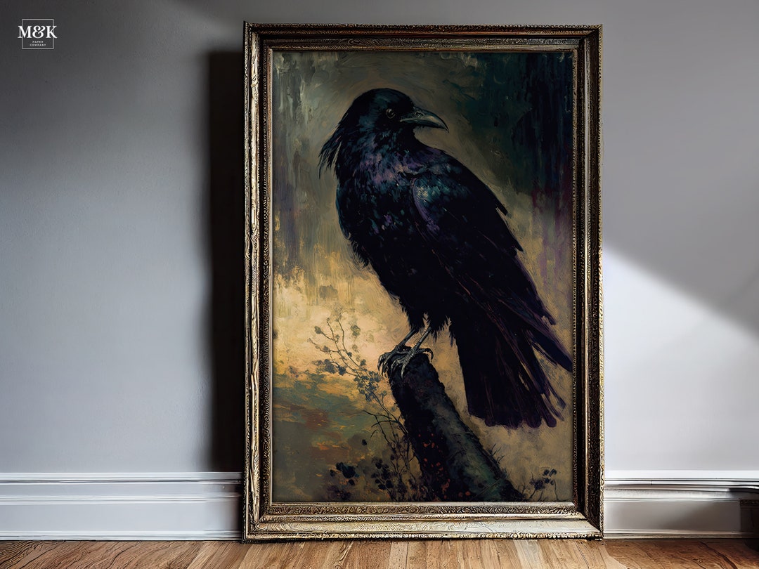 Crow Print / Dark Academia Wall Art / Downloadable Art Print / Dark ...