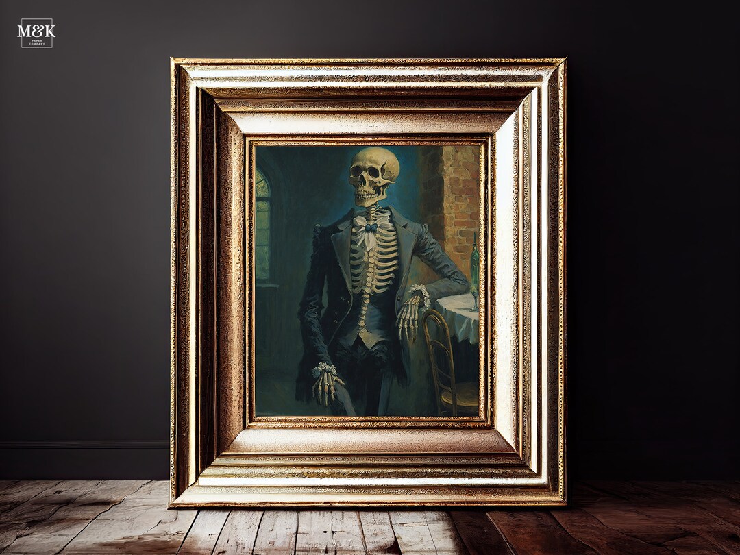 Dark Skeleton Suit Print / Dark Academia Wall Art / Downloadable Art ...