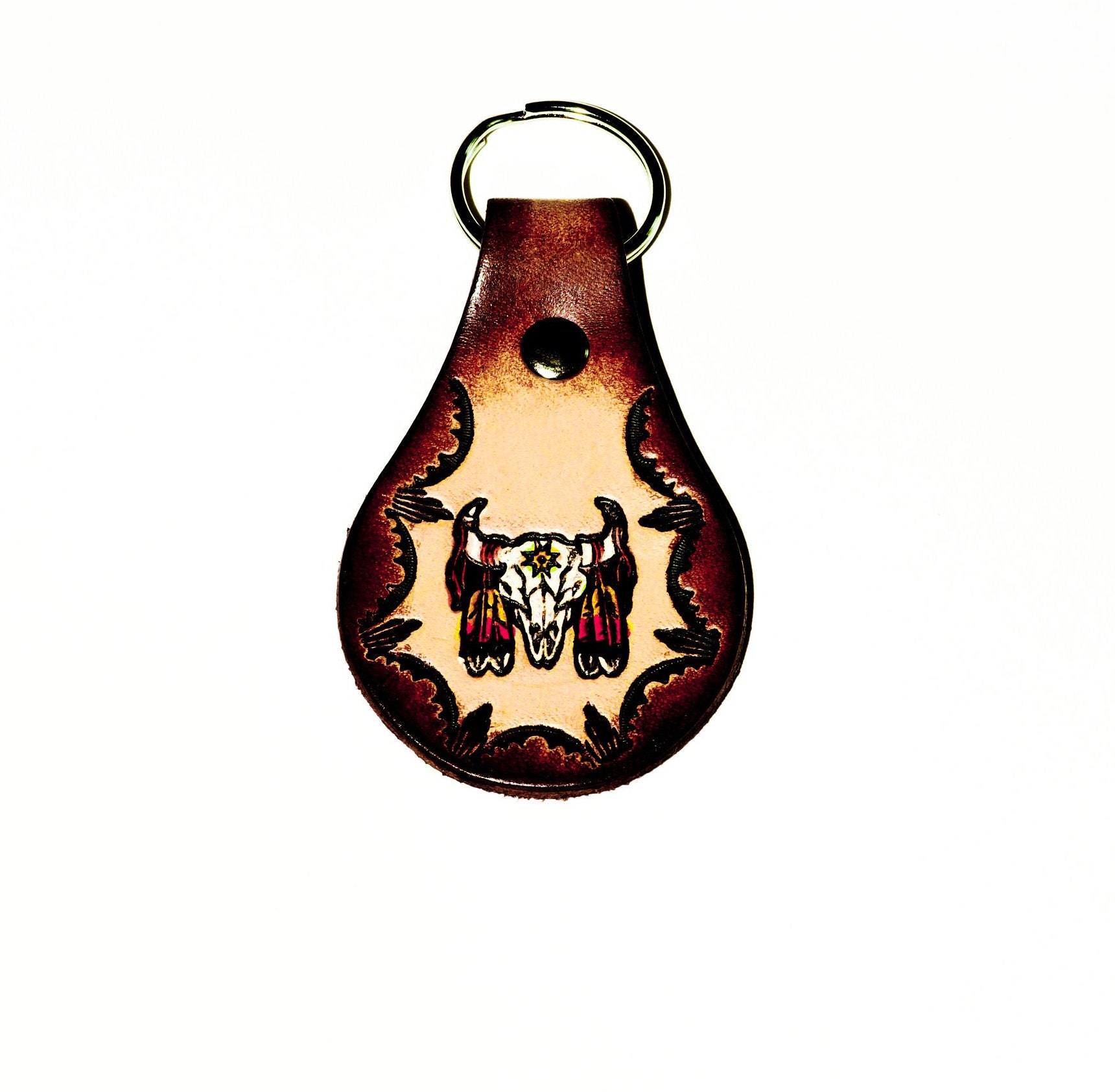 Leather Native American Spirit Skull Key Chain - Etsy