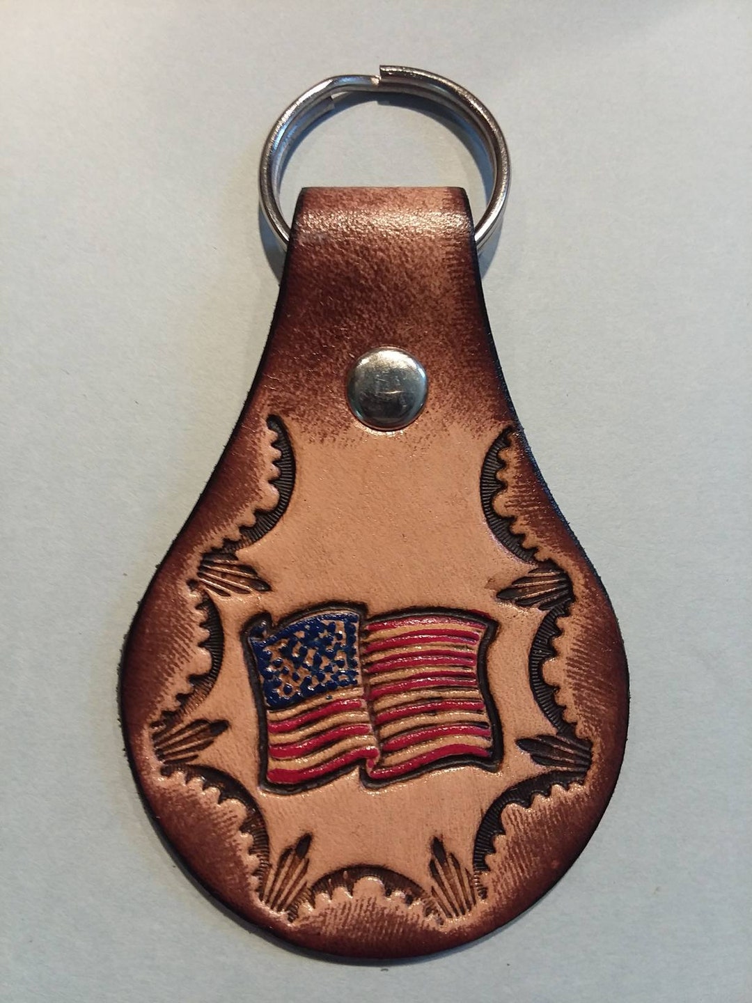 American Flag Leather Key Fob / Keychain - Etsy