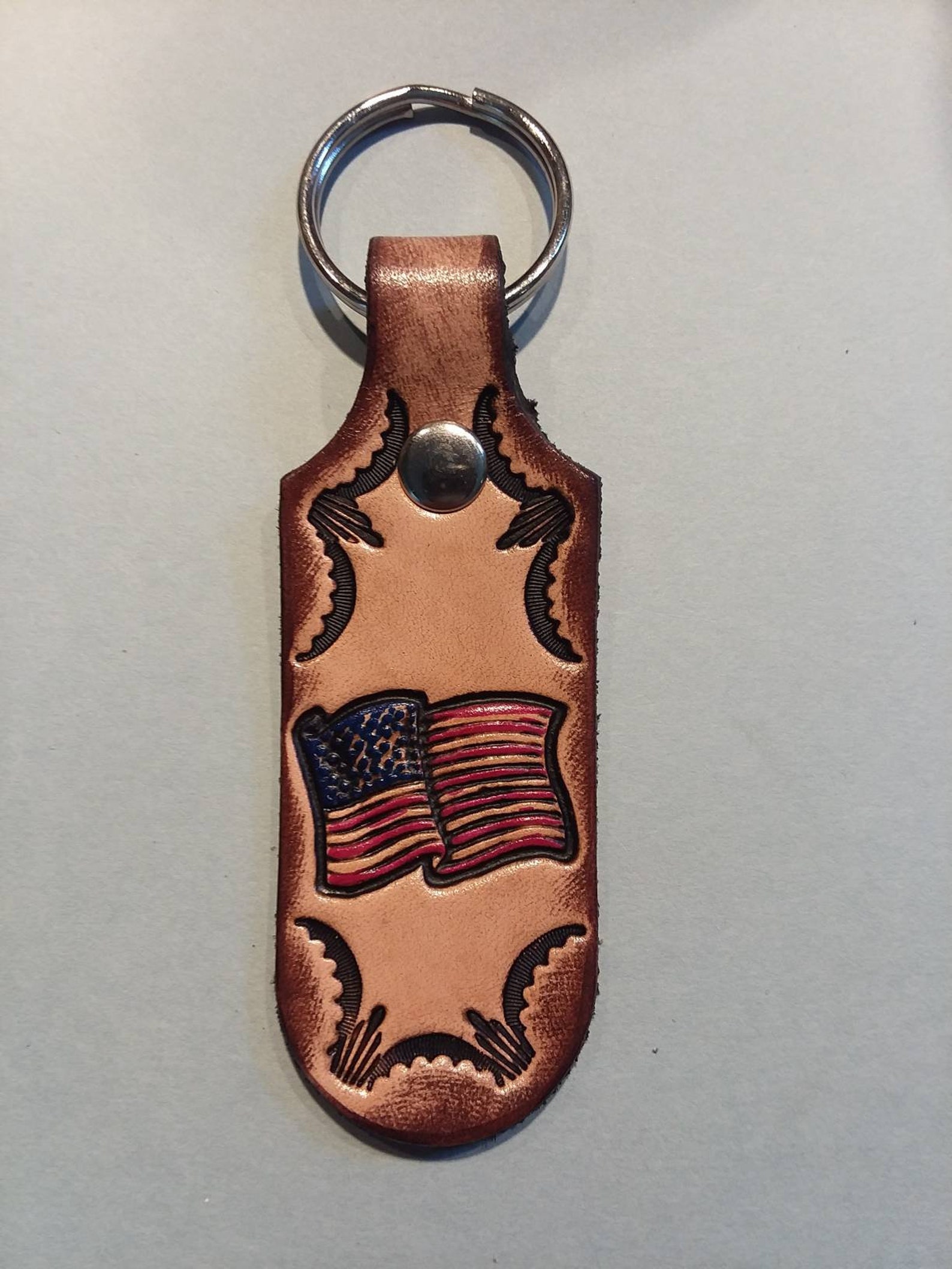 American Flag Leather Key Fob / Keychain - Etsy