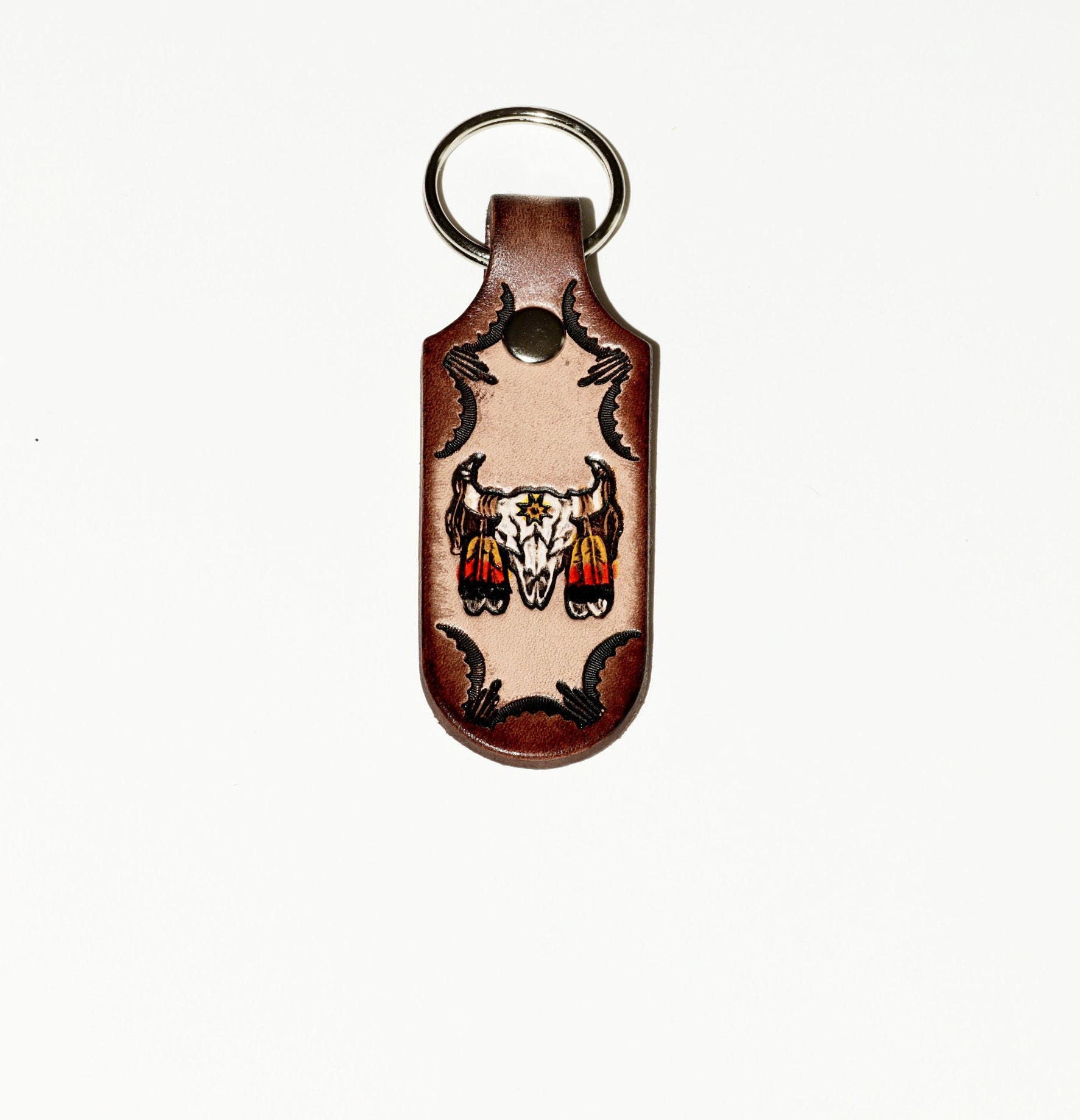 Leather Native American Spirit Skull Key Chain - Etsy