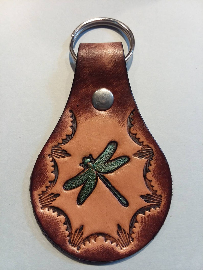 Genuine Leather Dragonfly Key Fob / Keychain - Etsy