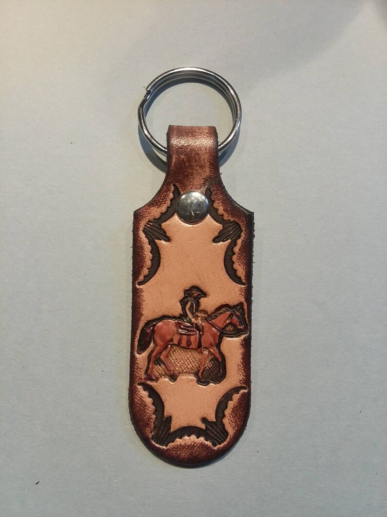 Western Cowboy Leather Key Fob / Keychain - Etsy