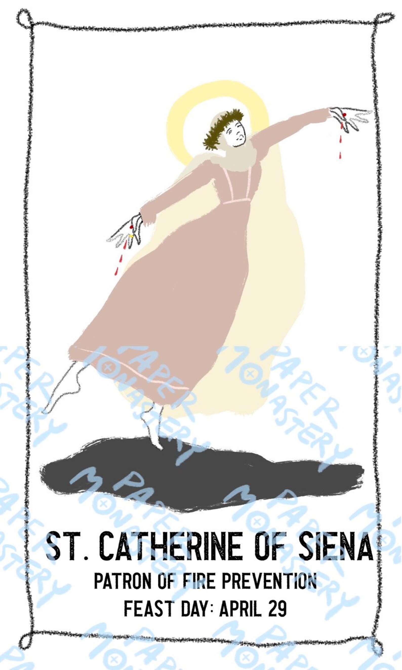 St. Catherine of Siena Printable Saint Card Digital Holy - Etsy