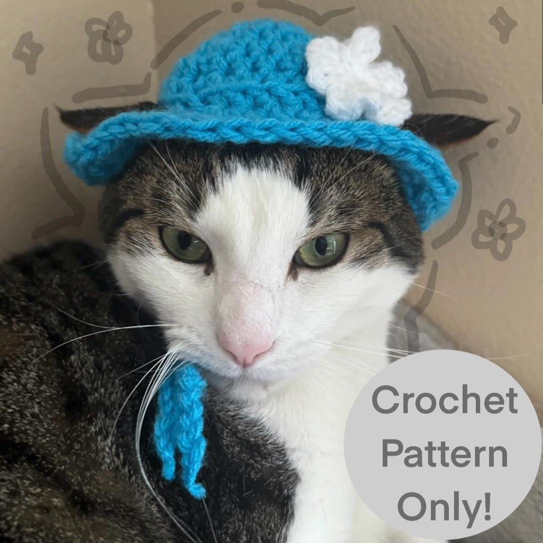 Crochet Classic Cat Hat With Flower PATTERN ONLY - Etsy