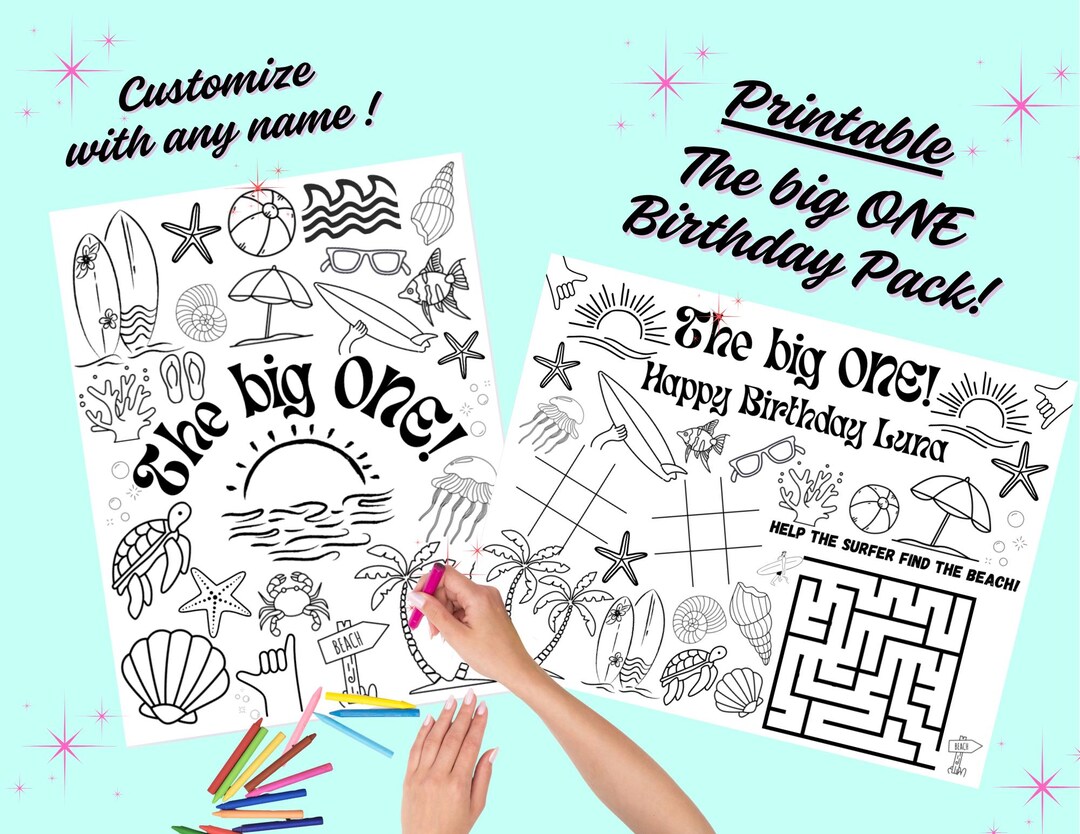 The Big ONE Birthday Coloring Page – Editable | 1st Birthday Activity ...