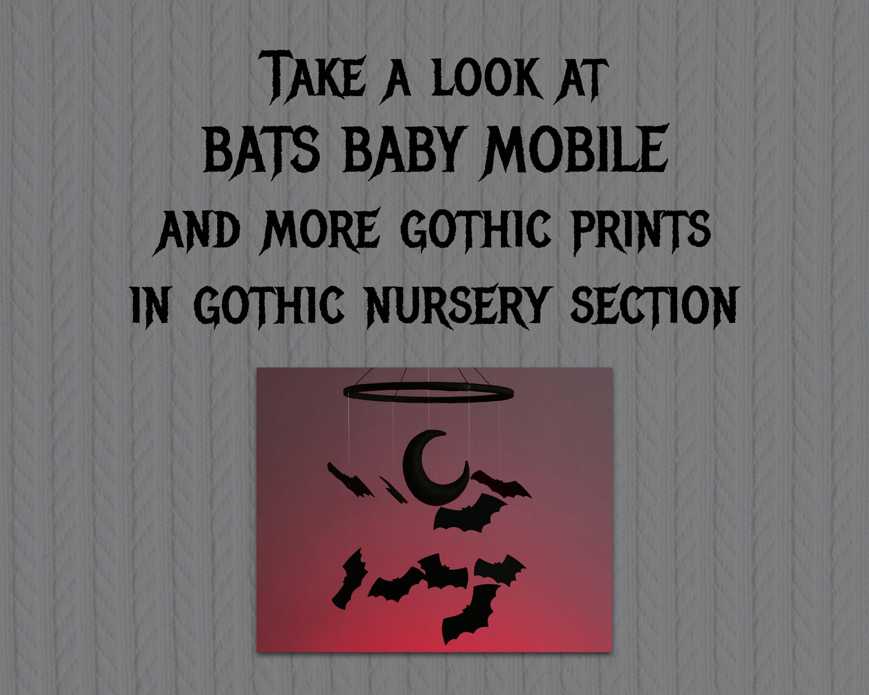 Bat Nursery Print Baby Bat Printable Wall Art Gothic Nursery Decor Baby ...