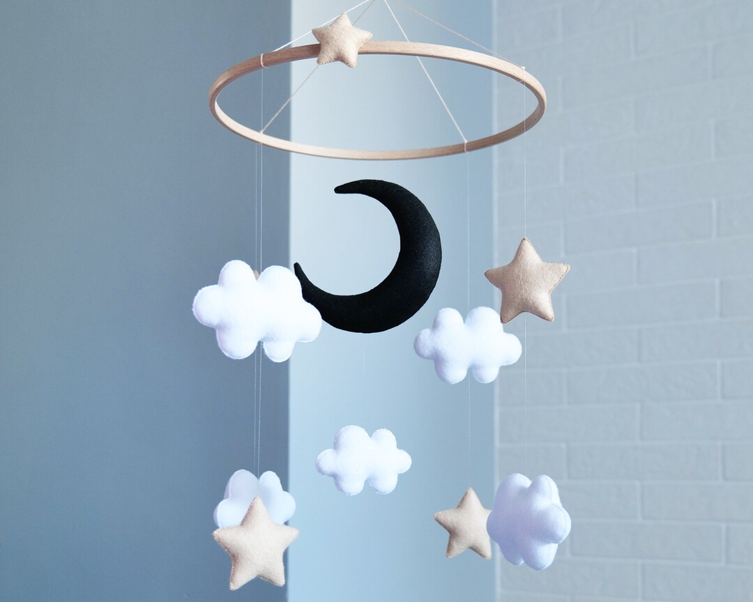 Baby Mobile Moon and Stars Nursery Decor Black and White Imaginative ...