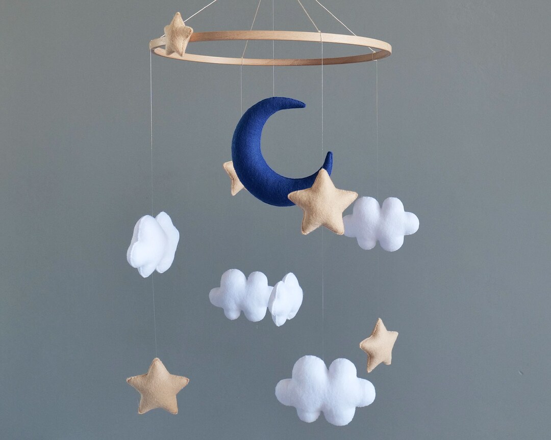 Moon and Stars Mobile Baby Moon Nursery Decor Baby Crib Mobile Moon ...