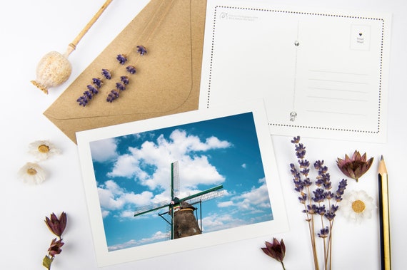 Dutch Postcard Windmills III with recycled | Etsy