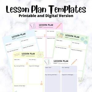 Lesson Plan Templates Printable & Digital - Etsy