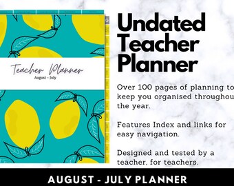 Undated Digital Teacher Planner August July for Goodnotes on iPad ...