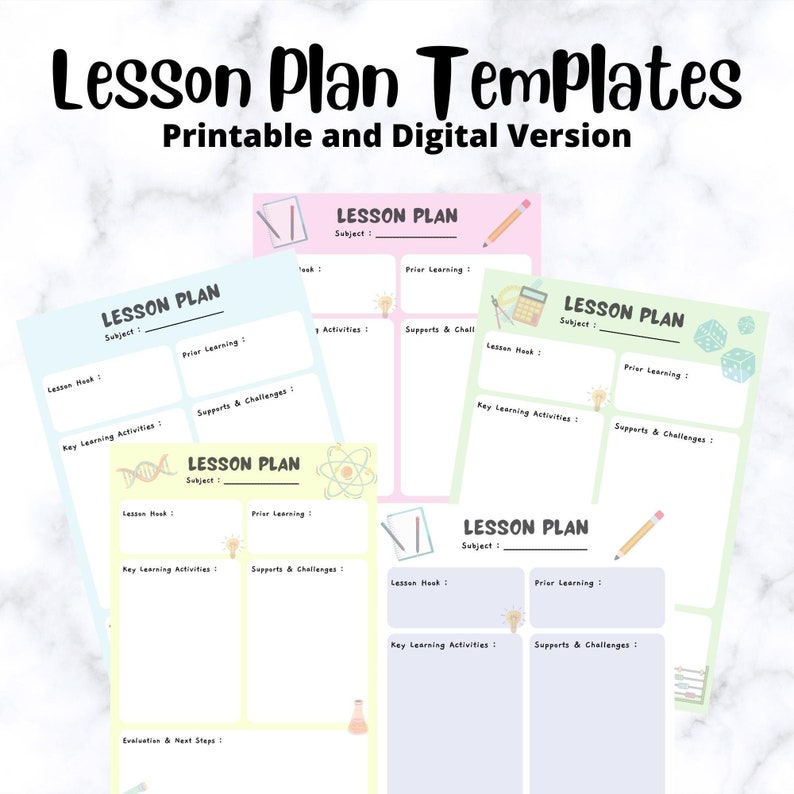 Lesson Plan Templates Printable & Digital - Etsy
