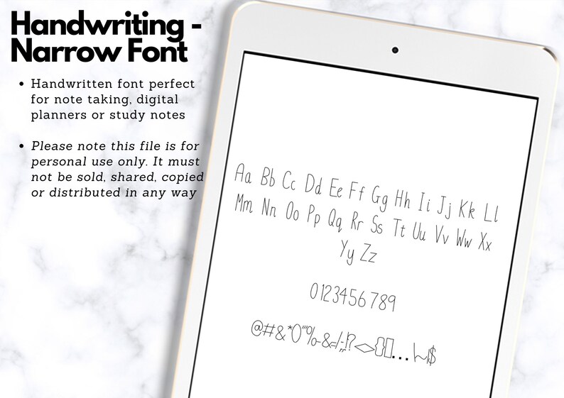 Narrow Handwritten Font Digital Download, Digital Planning, Notability ...