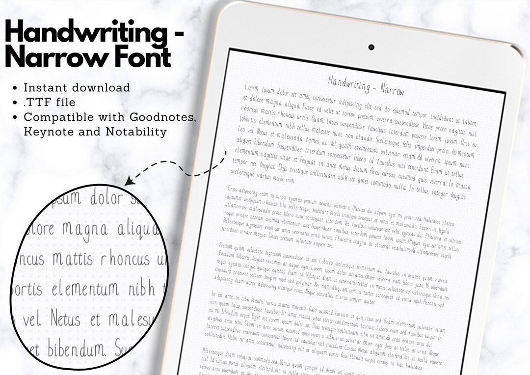 Narrow Handwritten Font Digital Download, Digital Planning, Notability ...