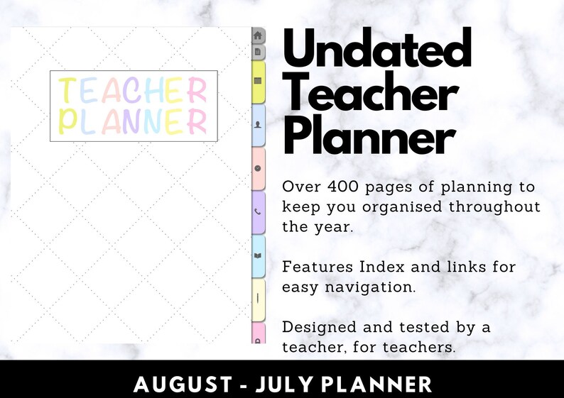 Undated Digital Teacher Planner August July for Goodnotes on iPad - Etsy