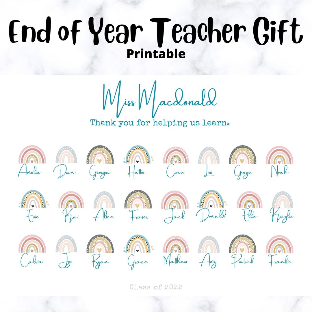 Rainbow Class Keepsake End of Year Teacher Gift - Etsy