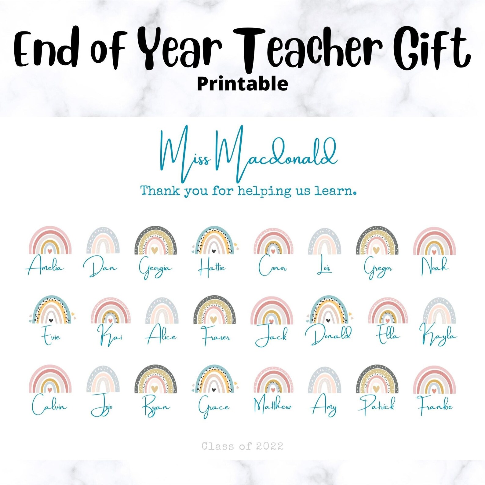 Rainbow Class Keepsake End of Year Teacher Gift - Etsy