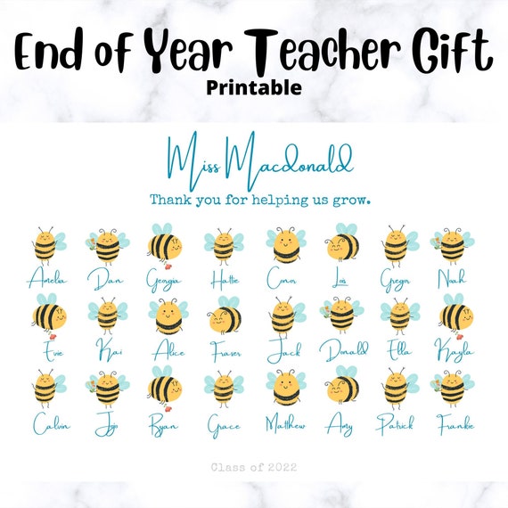 Bumblebee Class Keepsake End of Year Teacher Gift | Etsy