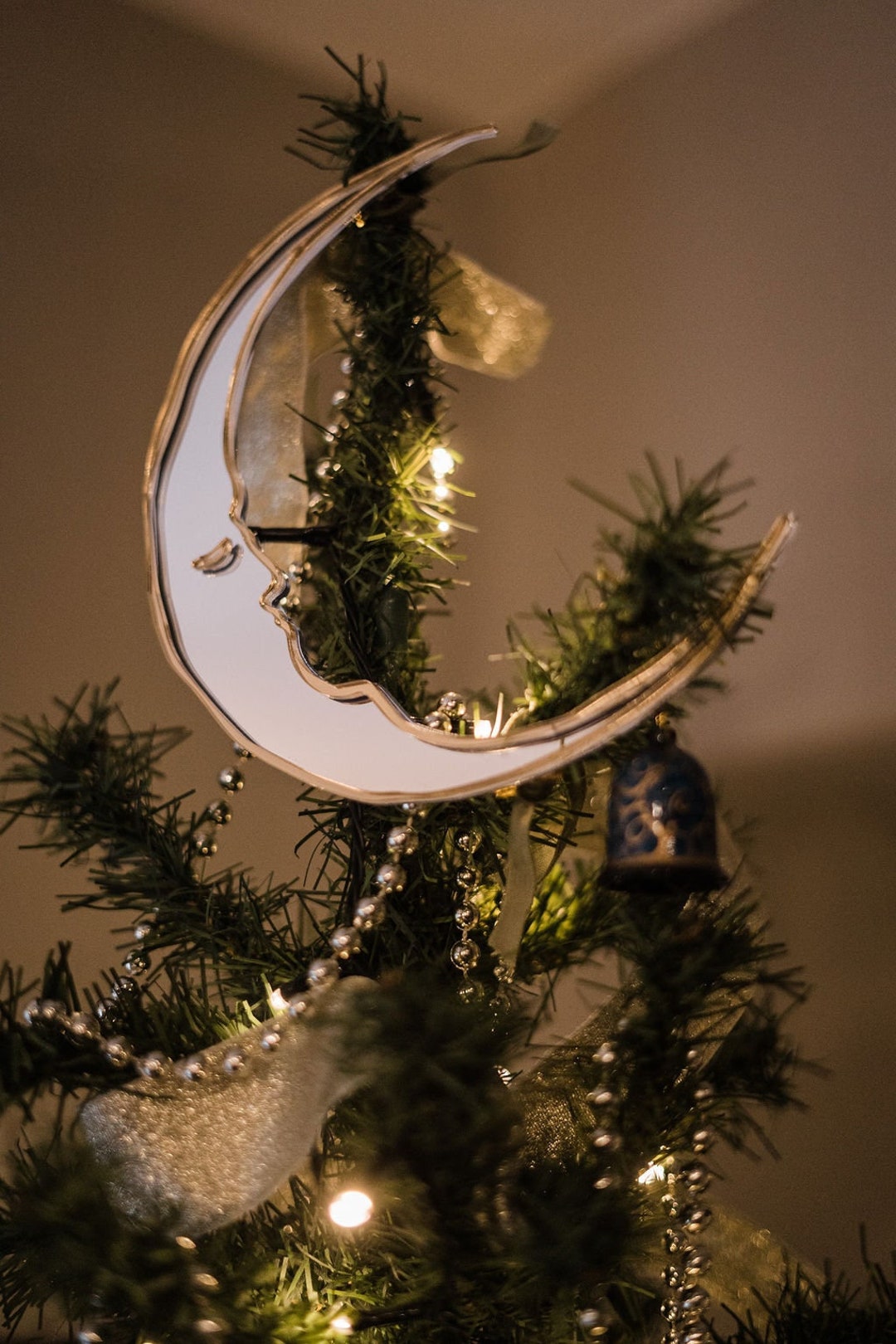 Crescent Moon Christmas Tree Topper – Silver and Gold Mirror Acrylic ...
