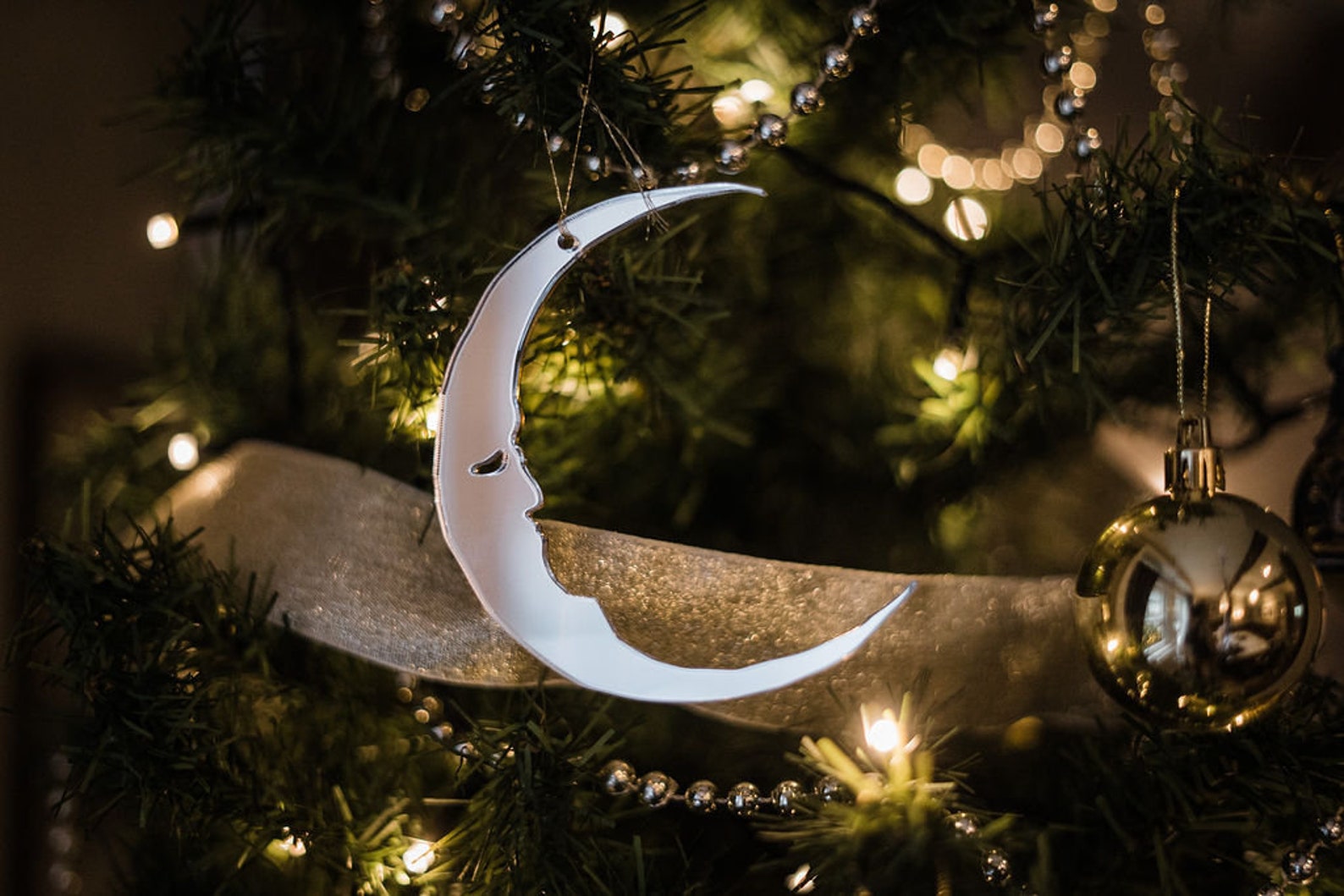 Crescent Moon and Star Christmas Tree Ornaments – Set of 12 – Gold and ...