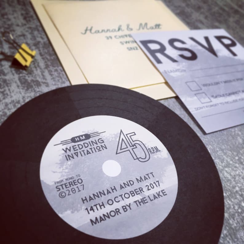 Record Invitation Record Wedding Stationery Music Themed - Etsy