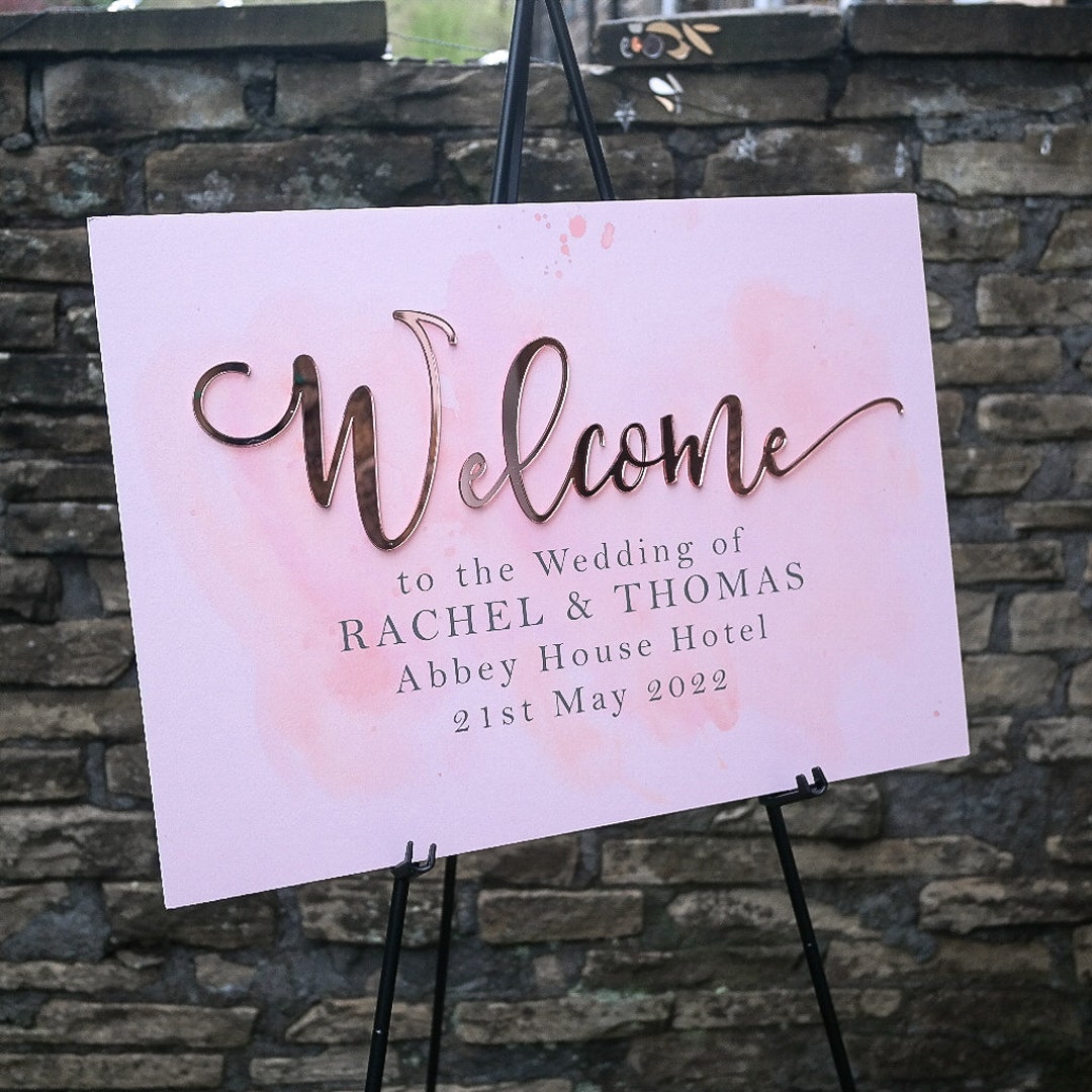 Blush Pink Watercolour Welcome Sign - Etsy
