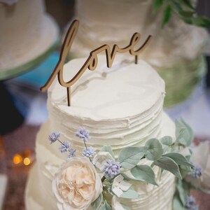 LOVE Wooden Cake Topper, Cake Topper, Rustic Cake Topper, Calligraphy ...