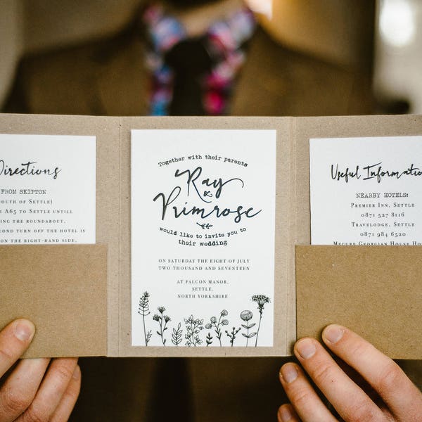 Rustic Pocket Invitations - Etsy