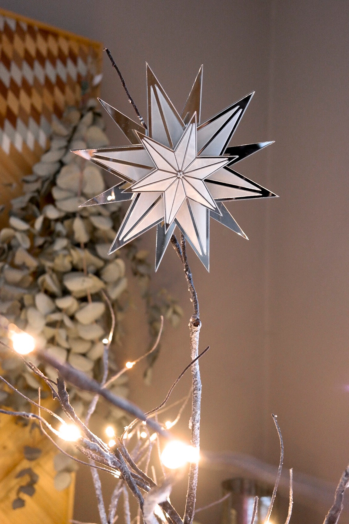 Mother of Pearl and Silver Mirror Star Christmas Tree Topper - Etsy