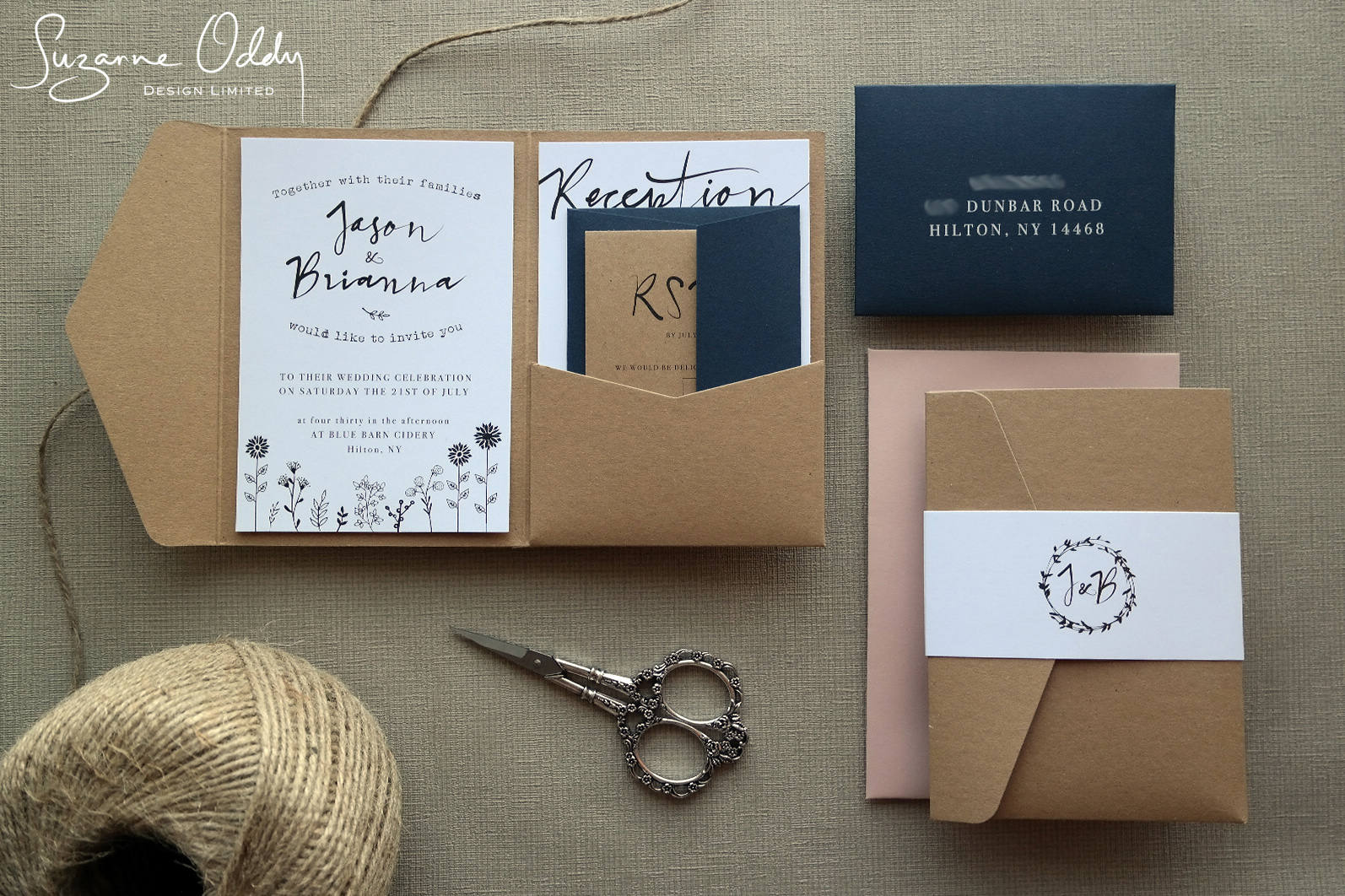 Rustic Pocket Fold Wedding Invitation - Etsy UK