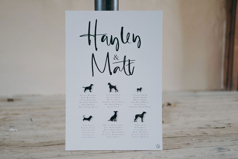 Dog Themed Wedding Table Plan - Etsy