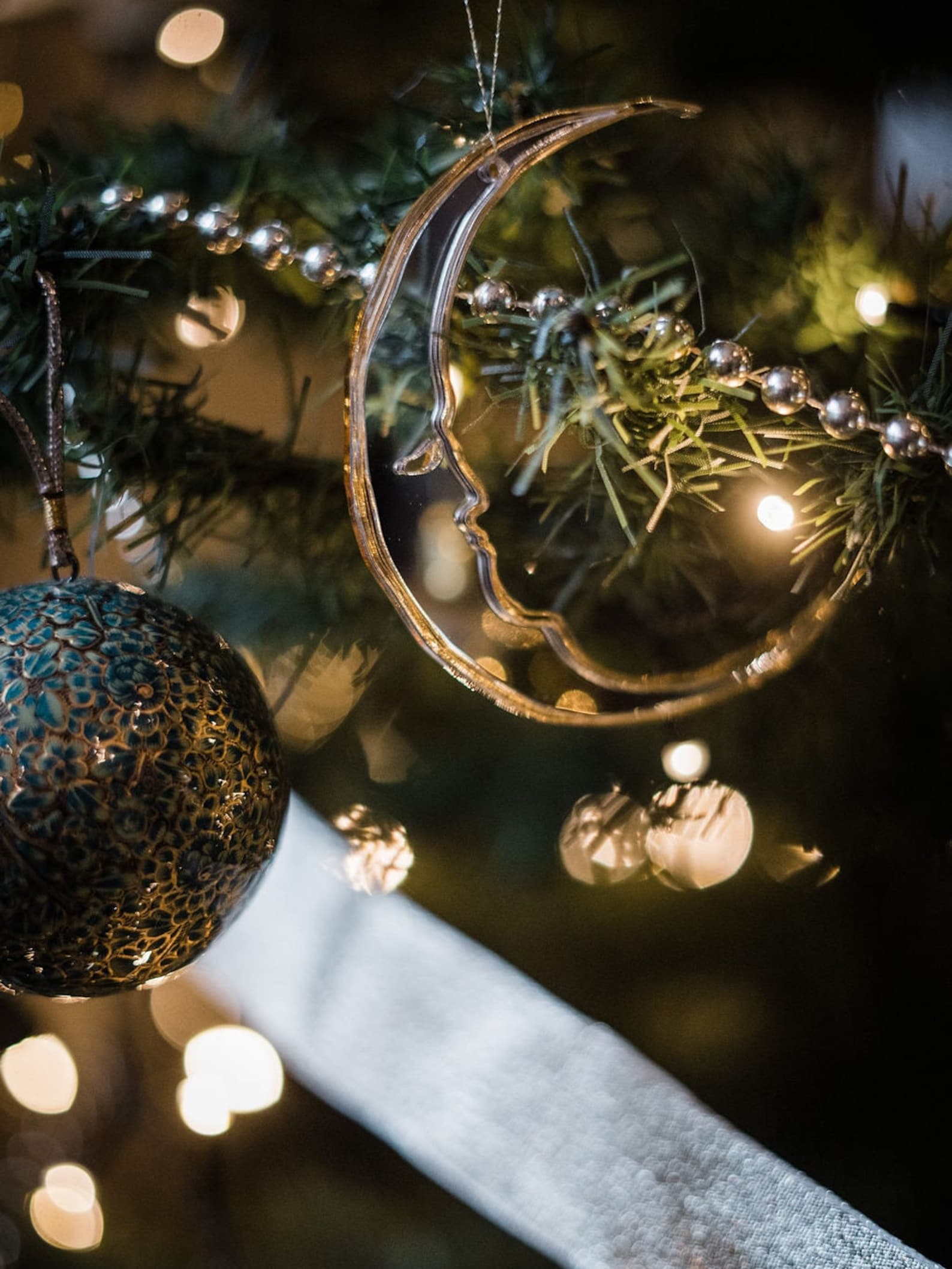 Crescent Moon and Star Christmas Tree Ornaments – Set of 12 – Gold and ...