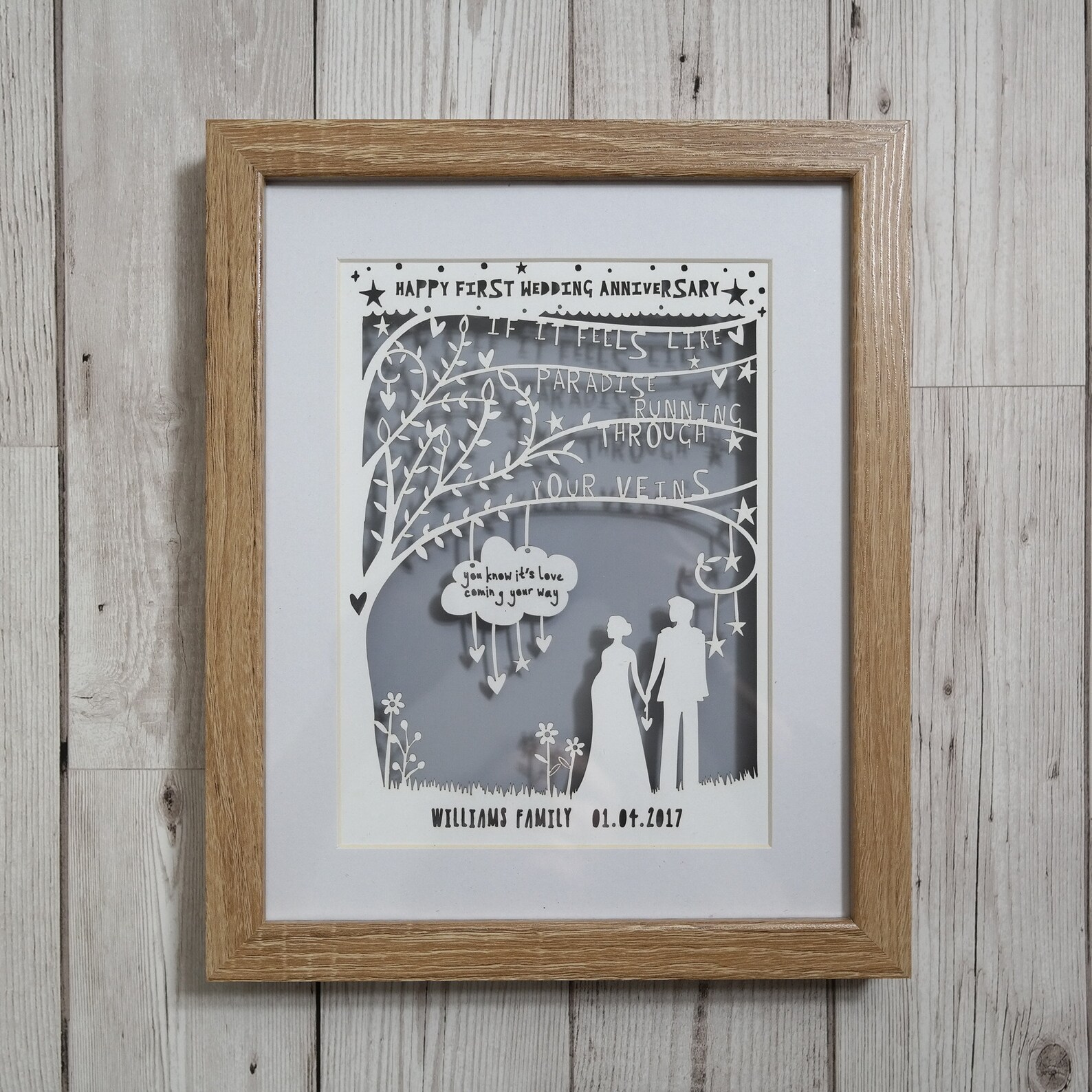Personalised Song Lyric Paper Cut Anniversary Gift - Etsy