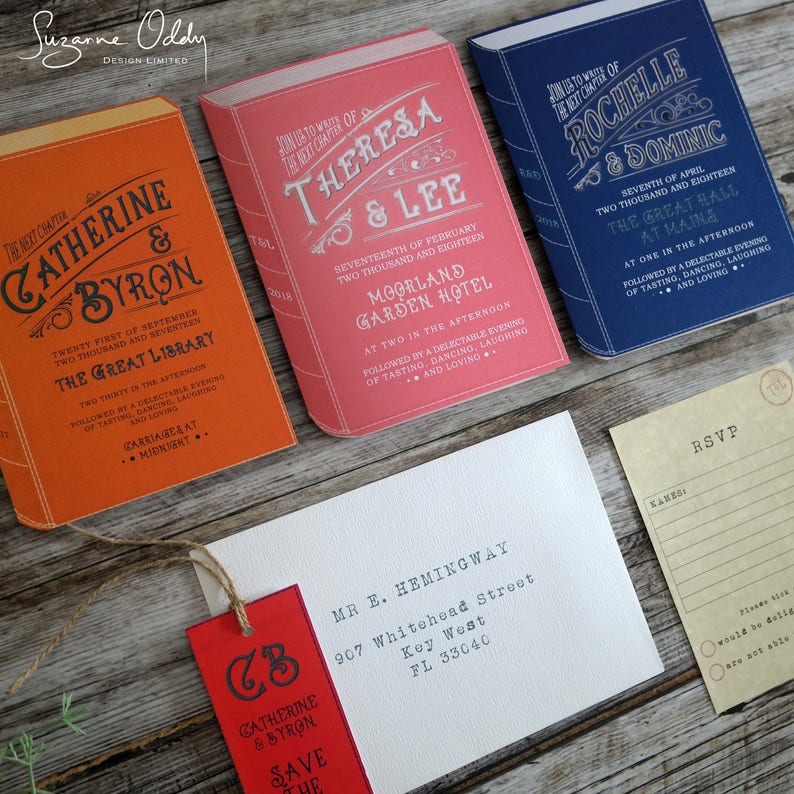 Book Wedding Invitation: Literary Stationery Suite - Etsy UK