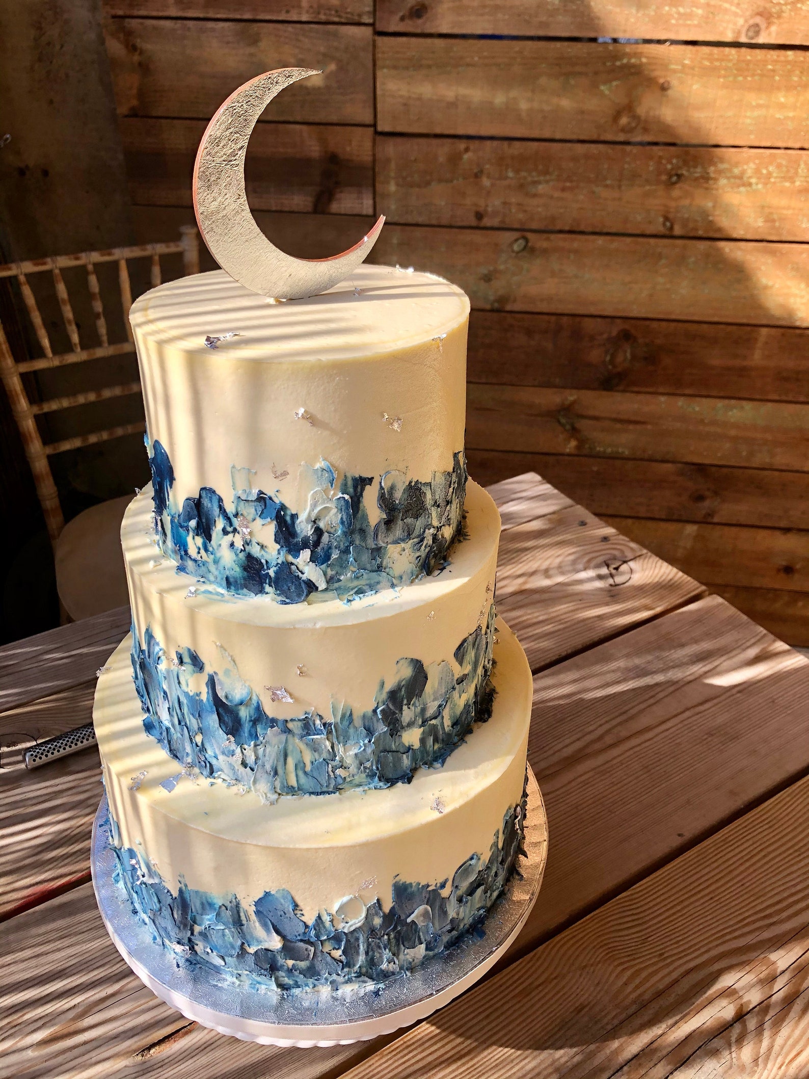 Gold or Silver Leaf Moon Wedding Cake Topper - Etsy