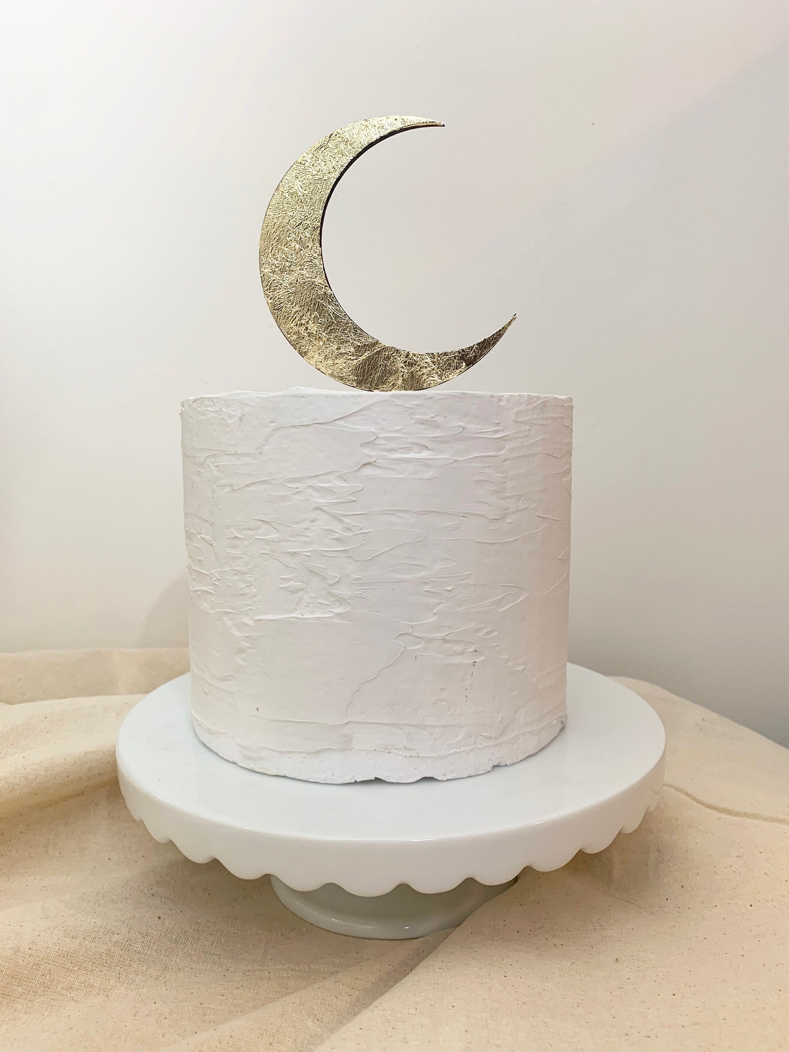 Gold or Silver Leaf Moon Wedding Cake Topper - Etsy