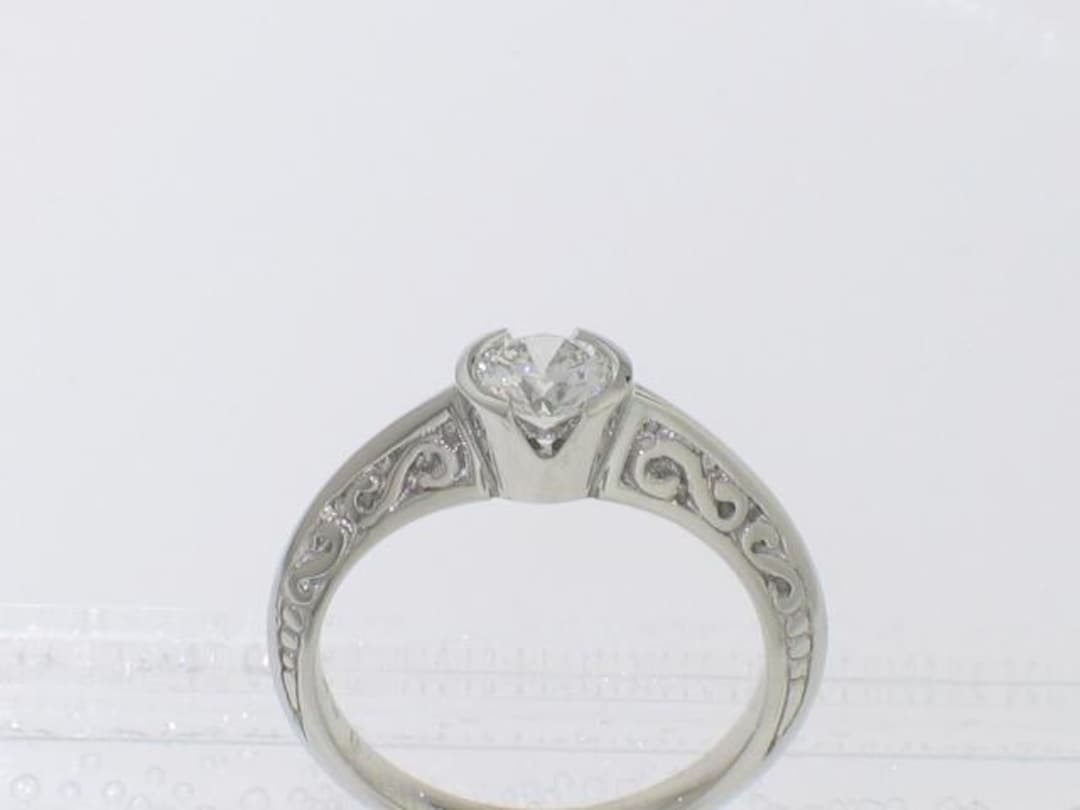 Platinum Knife-edge Filigree Solitaire Engagement Ring With 0.61ct DVS2 ...