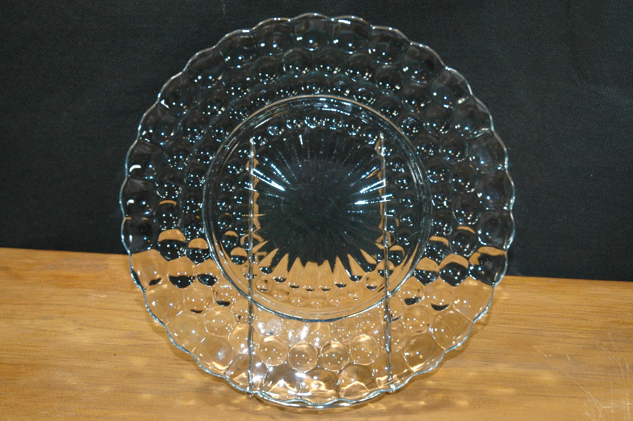 Anchor Hocking Bubble Glass Pattern Dinner Plate With 3 Rows of Bubbles ...