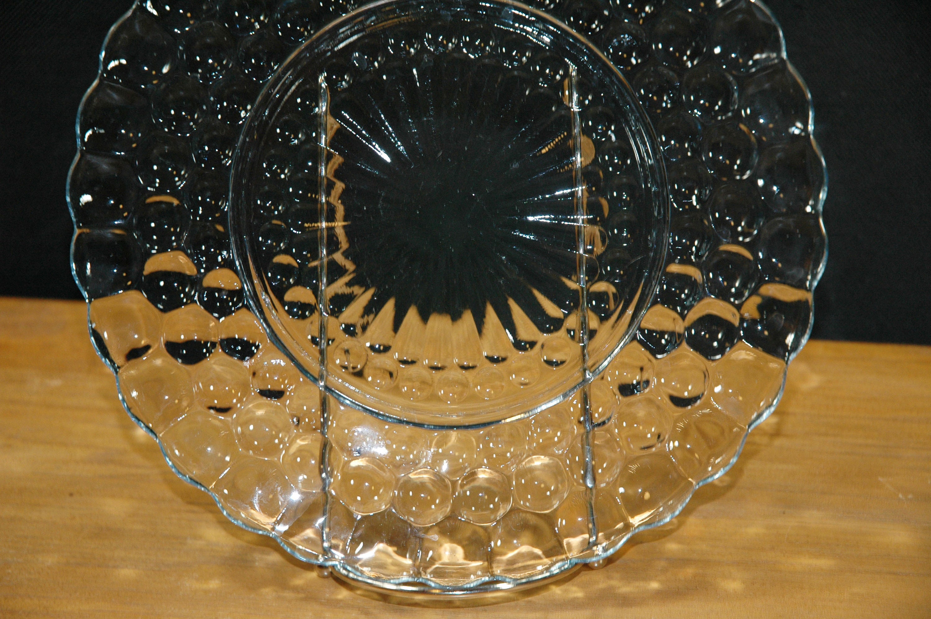 Anchor Hocking Bubble Glass Pattern Dinner Plate With 3 Rows of Bubbles ...
